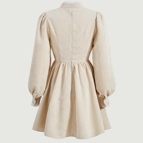 SHEIN | Dresses | Vintage Cottage Core Corduroy Long Sleeve Dress ...